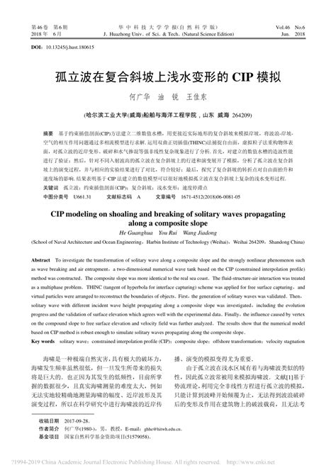 Pdf Cip Modeling On Shoaling And Breaking Of Solitary Waves Propagating Along A Composite Slope