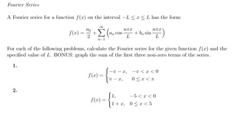 Solved A Fourier Series For A Function Fx On The Interval