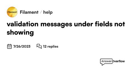 Validation Messages Under Fields Not Showing Filament