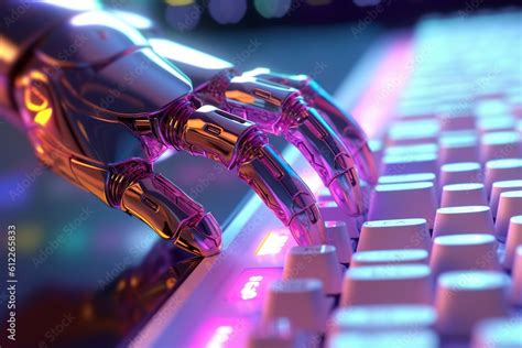 Robotic Hand Typing A Keyboard Chatgpt Concept Generative Ai Stock Illustration Adobe Stock