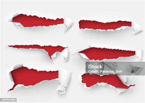찢어진 종이 벡터 템플릿 현실적인 종이 배경에 찢어진 가장자리가있는 측면 웹 및 인쇄용 배너의 측면 세트와 텍스트용 공간입니다 가장자리에 대한 스톡 벡터 아트 및 기타