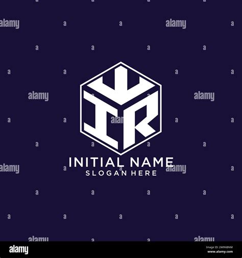 Initials Ir Logo Hexagon Shape Creative Geometric Logo Design Concept Vector Graphic Stock