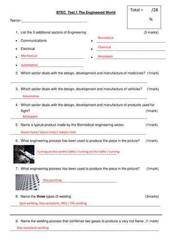 Btec Level 2 Engineering Unit 1 Theory Test Teaching Resources
