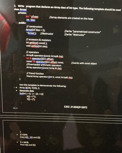 Solved 2 Write Program That Declares An Array Dass Of Int