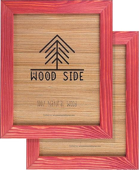 Amazon Com Rustic Wooden Picture Frames 8x10 Red Set Of 2 100 Natural Eco Solid Wood And