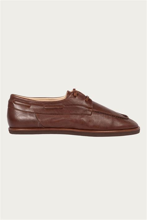 Auralee Soft Leather Deck Shoes Brown Reversible