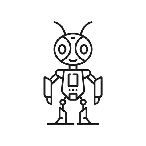 Premium Vector Robot Line And Outline Icon Isolated Vector Linear Metallic Humanoid Figure