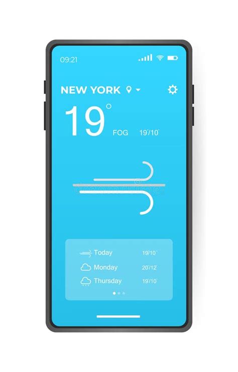 Mobile Weather App Interface Design Gui Elements For Weather Forecast Mobile App Realistic
