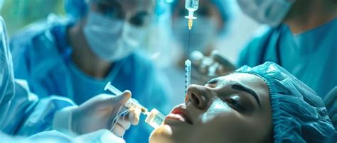 Administering Anesthesia Patient Preparation With Iv Line Setup Premium Ai Generated Image