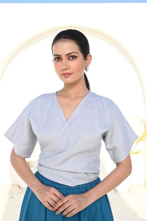 Summer Linen Blouse Linen Kimono Wrap Dress Maternity Linen Dress