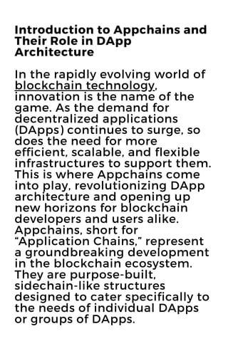 The Future Of Blockchain How Appchains Are Redefining Dapp Architecturepdf