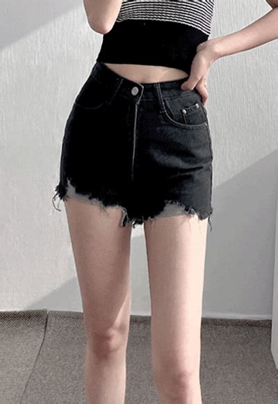 Xs사이즈강추개미허리핏🖤예쁜골반핏 하이웨스트 컷팅 3부 썸머 데님 숏팬츠 반바지 연청 블랙 밑단헤짐 탄탄코튼 찢청