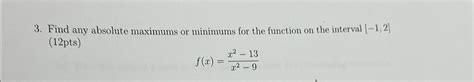 solved find any absolute maximums or minimums for the