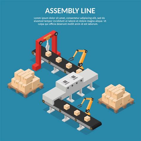 Premium Vector Isometric Automation Abstract Robotic Assembly Line