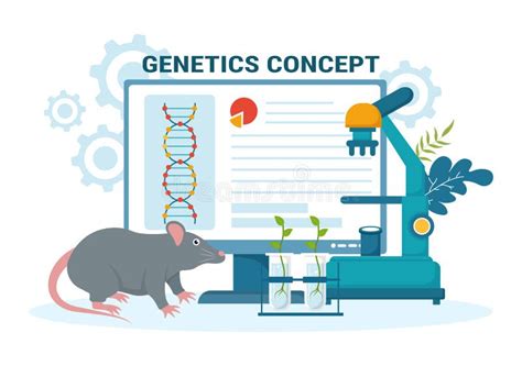 Genetic Science Concept Vector Illustration With Dna Molecule Structure And Science Technology