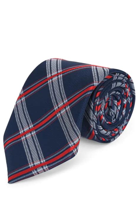 Navy Check Patterned Necktie Dobell