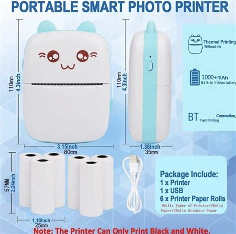 Маленький принтер для печати с телефона портативный детский принтер