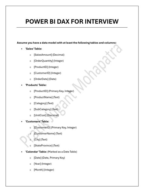 Power Bi Dax Interview Questions Pdf Arithmetic Mathematics