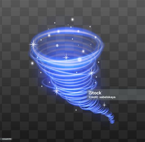 네온 블루 빛나는 반짝 반짝 토네이도 현실적인 벡터 일러스트 격리 3차원 형태에 대한 스톡 벡터 아트 및 기타 이미지 3차원 형태 기상 이변 나선형 Istock