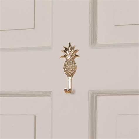 Tropical Exotic Pineapple Metal Brass Wall Mounted Hook
