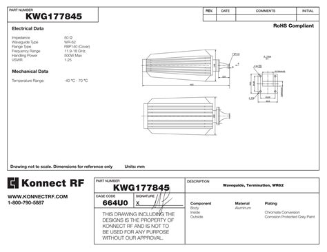Waveguide Termination Wr62 119 18 Ghz Vswr 125 Max Average Power