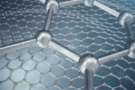 3d Rendering Abstract Nanotechnology Hexagonal Geometric Form Close Up Concept Graphene Atomic