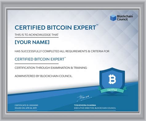 Certified Bitcoin Expert™ Bitcoin Certification Blockchain Council