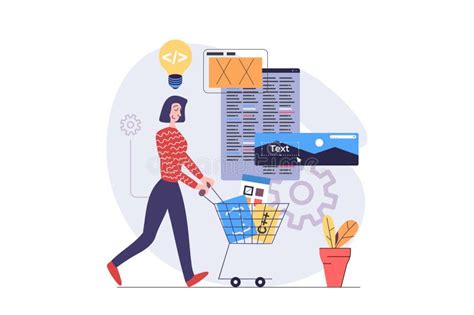 Web Development Concept In Modern Flat Design For Web Woman Developing And Programming