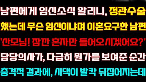반전 신청사연 남편에게 좋은소식 알리니 내말을 안믿고 이혼하자던 남편 담당 의사가 진실을 말하자 시댁이 나락가는데실화사연사연낭독라디오드라마신청사연 라디오사이다썰
