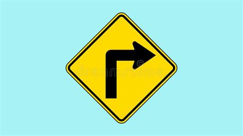 No Right Turn Road Sign Animation With Restricted Symbol Stock Footage