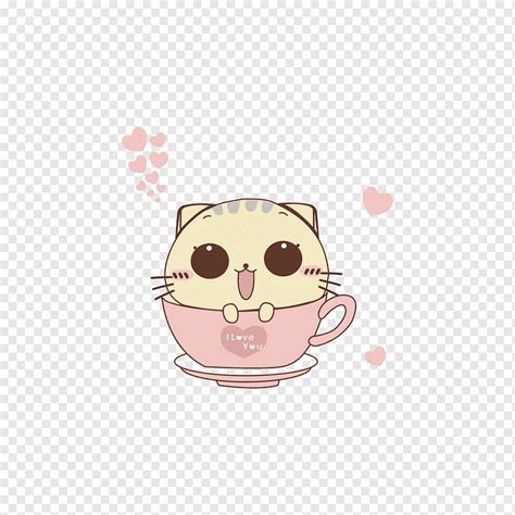 고양이 귀여움 고양이 일러스트 만화 고양이 컵 만화 캐릭터 어린이 얼굴 Png Pngwing