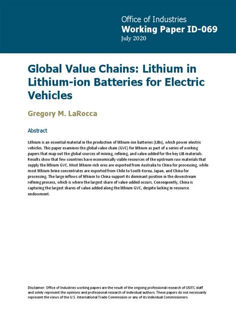 Global Value Chains Lithium Pdf Lithium Lithium Ion Battery