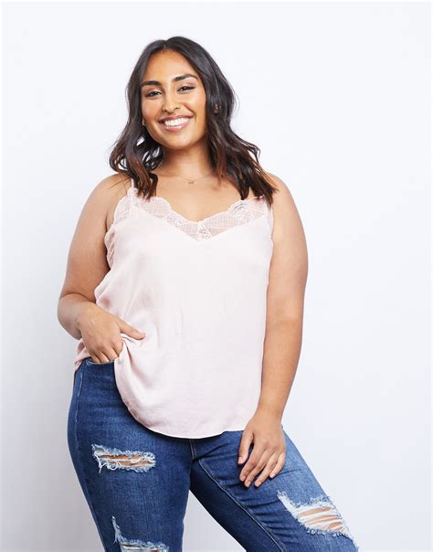 Plus Size Kai Lace Trim Cami Cute Plus Size Tops 2020ave
