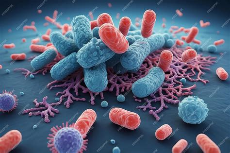 Premium Photo Blue Bifidobacterium Lactobacillus Microbiome Under Microscope Probiotic Cells