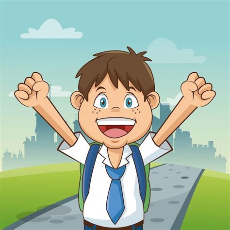 Dibujos Animados De Chico De Regreso A La Escuela Vector Premium