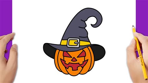 How To Draw A Pumpkin Witch Easy Halloween Drawings Youtube