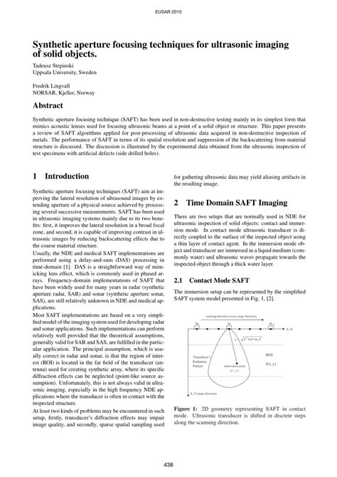 Pdf Synthetic Aperture Focusing Techniques For Ultrasonic Imaging Of Solid Objects