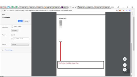 Print Table Footer At Very Bottom Of Last Page Only At Footer Section