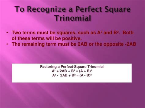 PPT Factoring Perfect Square Trinomials And The Difference Of Squares PowerPoint Presentation
