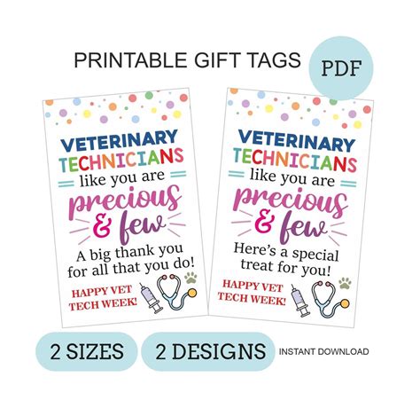 Vet Tech Week Thank You Tags Printable Veterinary Technician Week