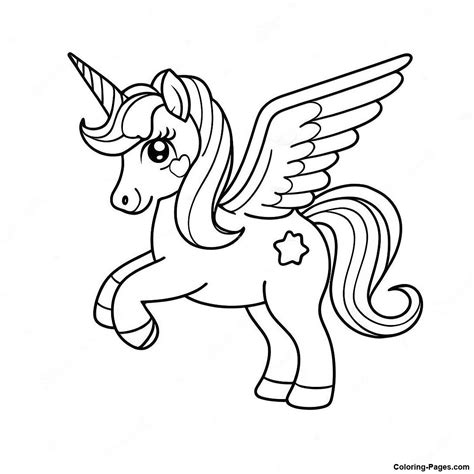 Cheerful Rainbow Unicorn Coloring Page Coloring