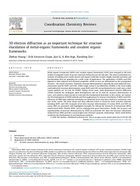 Pdf 3d Electron Diffraction As An Important Technique For Structure