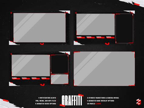 Graffiti Red Animated Twitch Overlay Complete Stream Package Made For