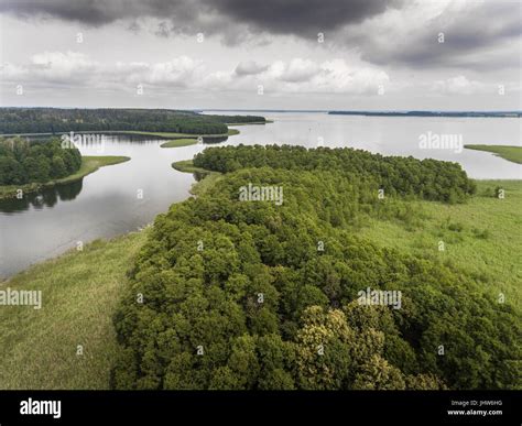Aerial View Of Green Islands And Clouds At Summer Sunny Morning