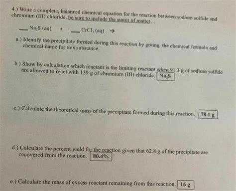 [answered] 4 Write A Complete Balanced Chemical Equation For The Kunduz