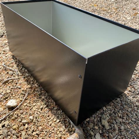 50cm Long Rectangle Handmade Metal Planter Black Leather Grain Coated