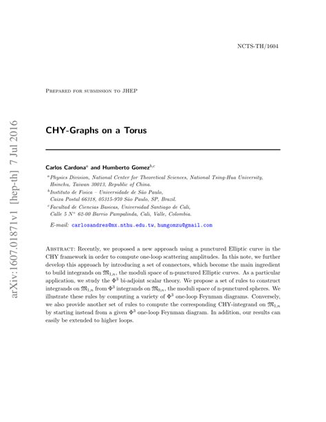pdf chy graphs on a torus