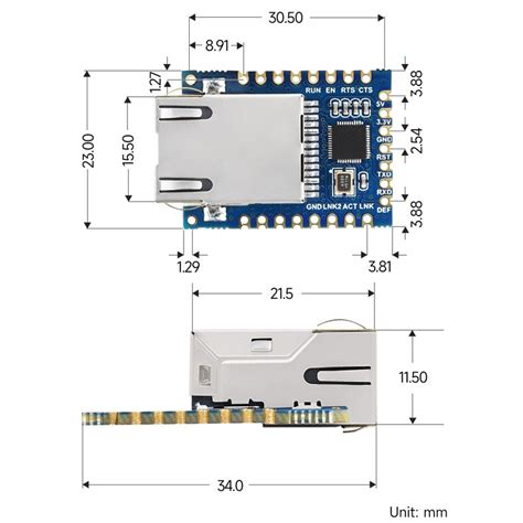 Waveshare Uart To Eth B Ttl Uart To Ethernet Mini Module Alexnld Com