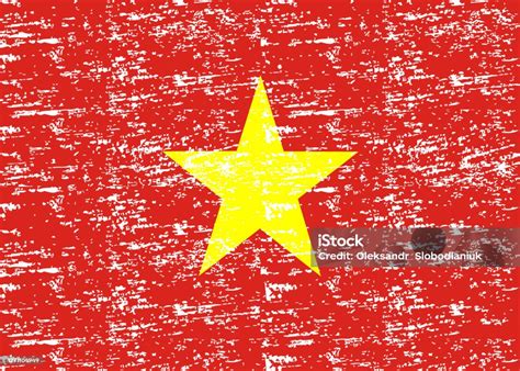 베트남 국기 브러시는 베트남 국기를 그린 그런지 효과와 수채화가 있는 손으로 그린 스타일 일러스트레이션 그런지 질감의 베트남 국기 벡터 그림입니다 0명에 대한 스톡 벡터