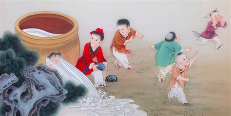 司马光砸缸工笔画欣赏 左氏春秋 司马光 司马池 新浪新闻